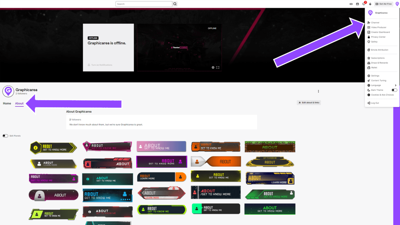 How to Implement Panels on Twitch | Graphicarea.net