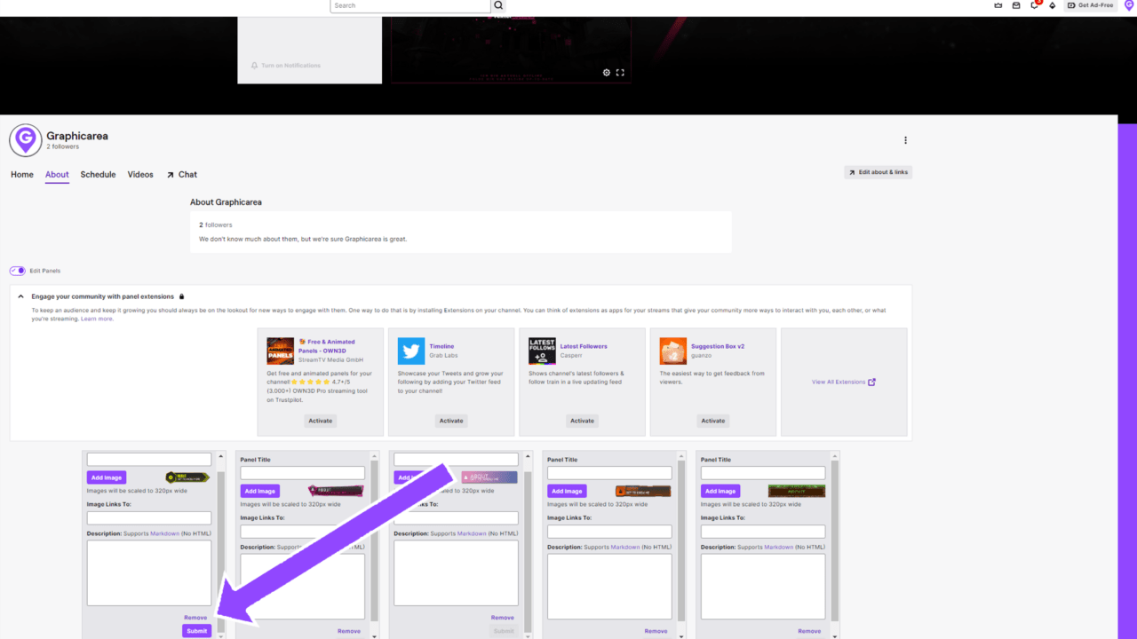 How to Implement Panels on Twitch | Graphicarea.net