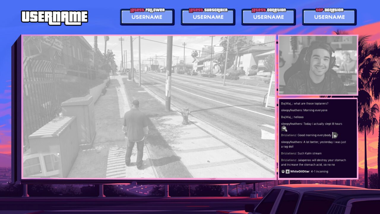 GTA VI – Stream Package | Blue Sunset Overlay Bundle 🌅